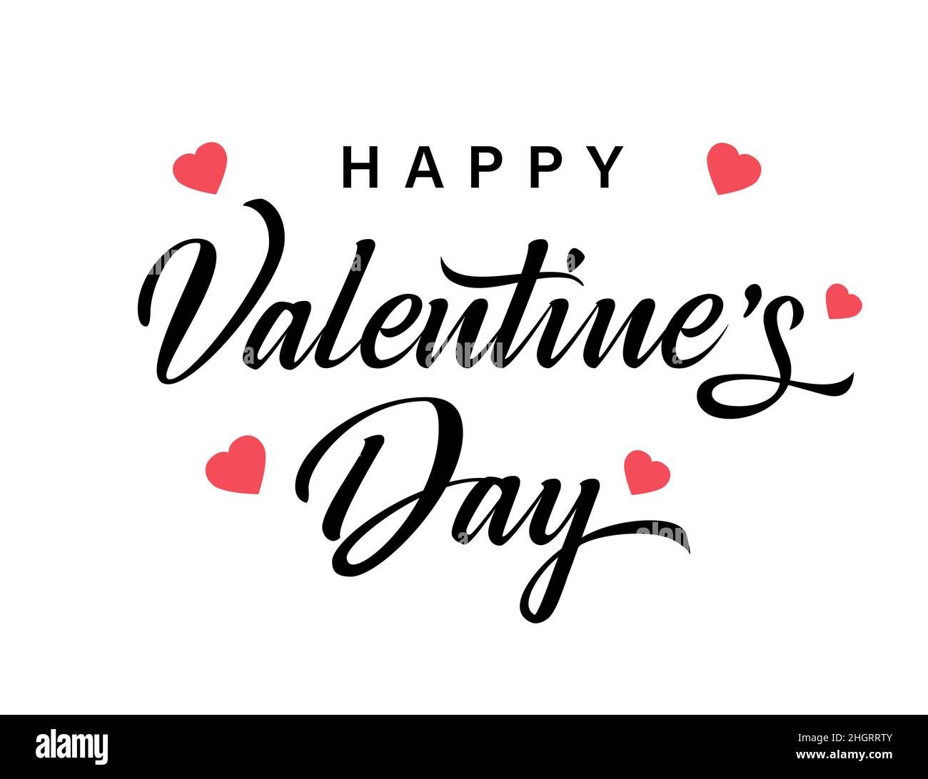 Valentine's day creative elegant text, handwriting lettering, heart bg ...