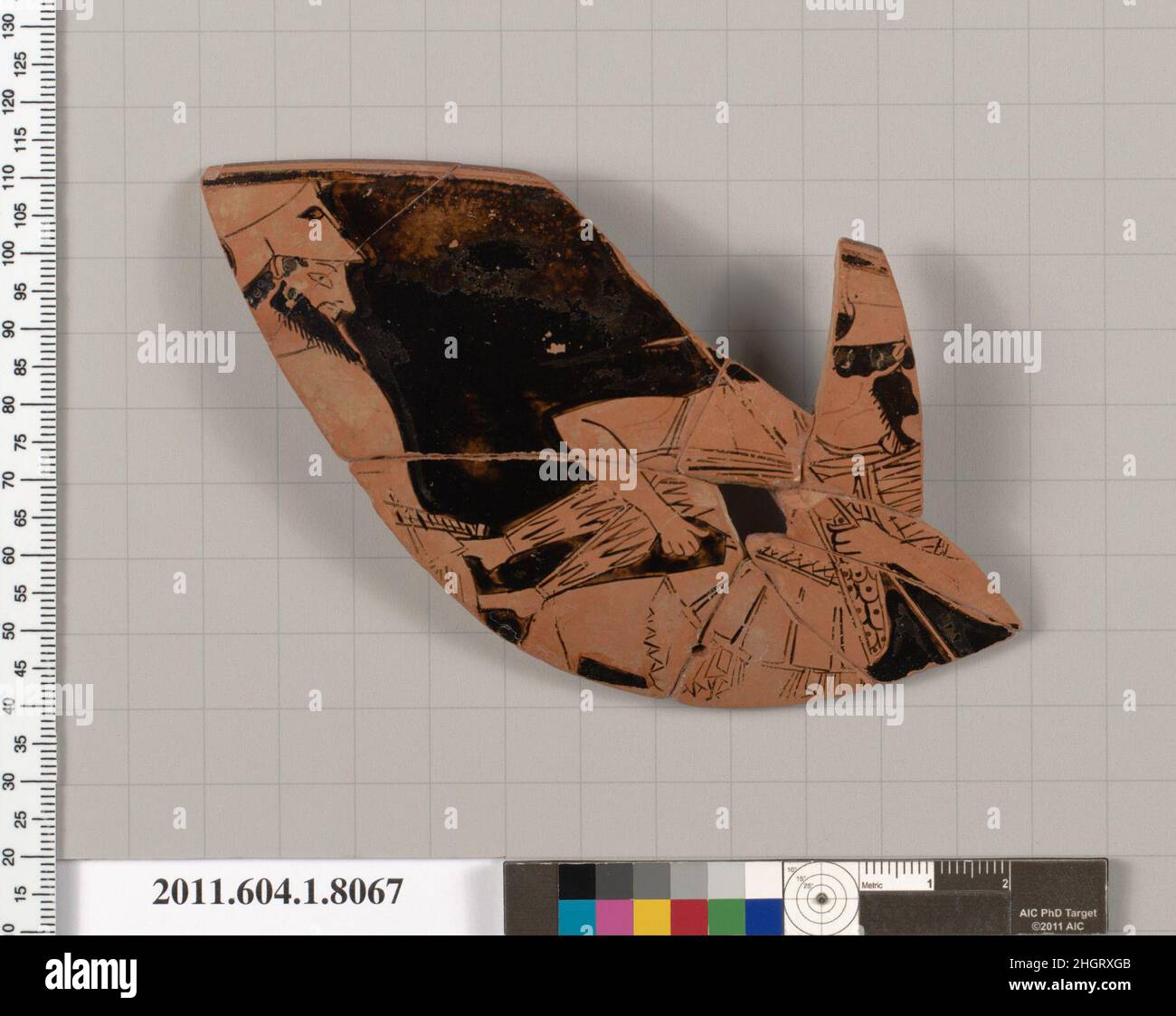 Terracotta rim fragment of a kylix (drinking cup) late 6th century B.C ...