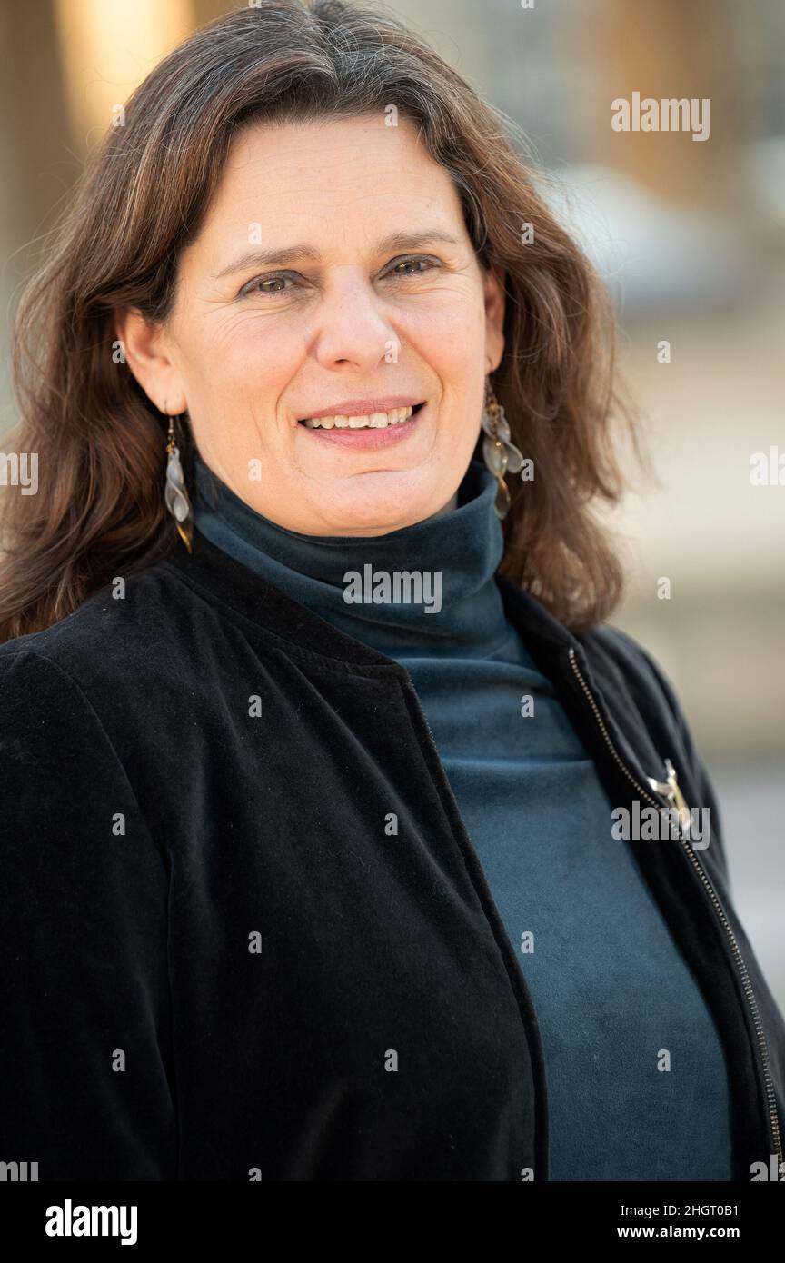 Deputy of the group La Republique en Marche,Fabienne Colboc poses in the garden of National ...