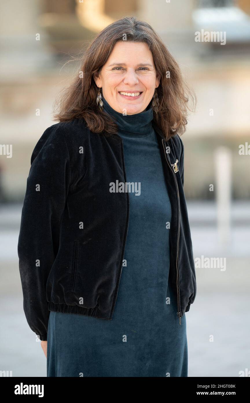 Deputy of the group La Republique en Marche,Fabienne Colboc poses in the garden of National ...