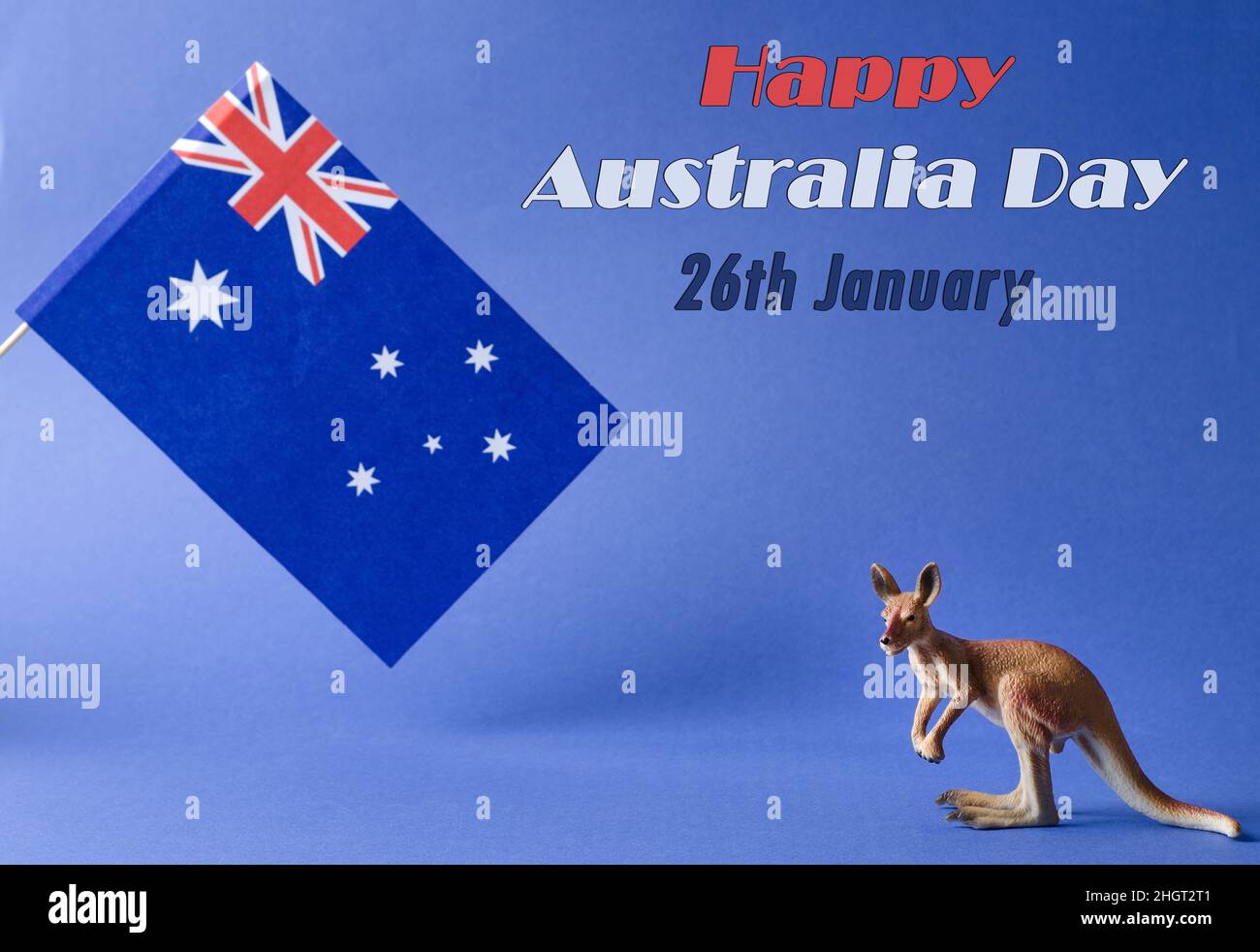 January 26 is Australia Day or Anzac Day. National flag and kangaroo ...