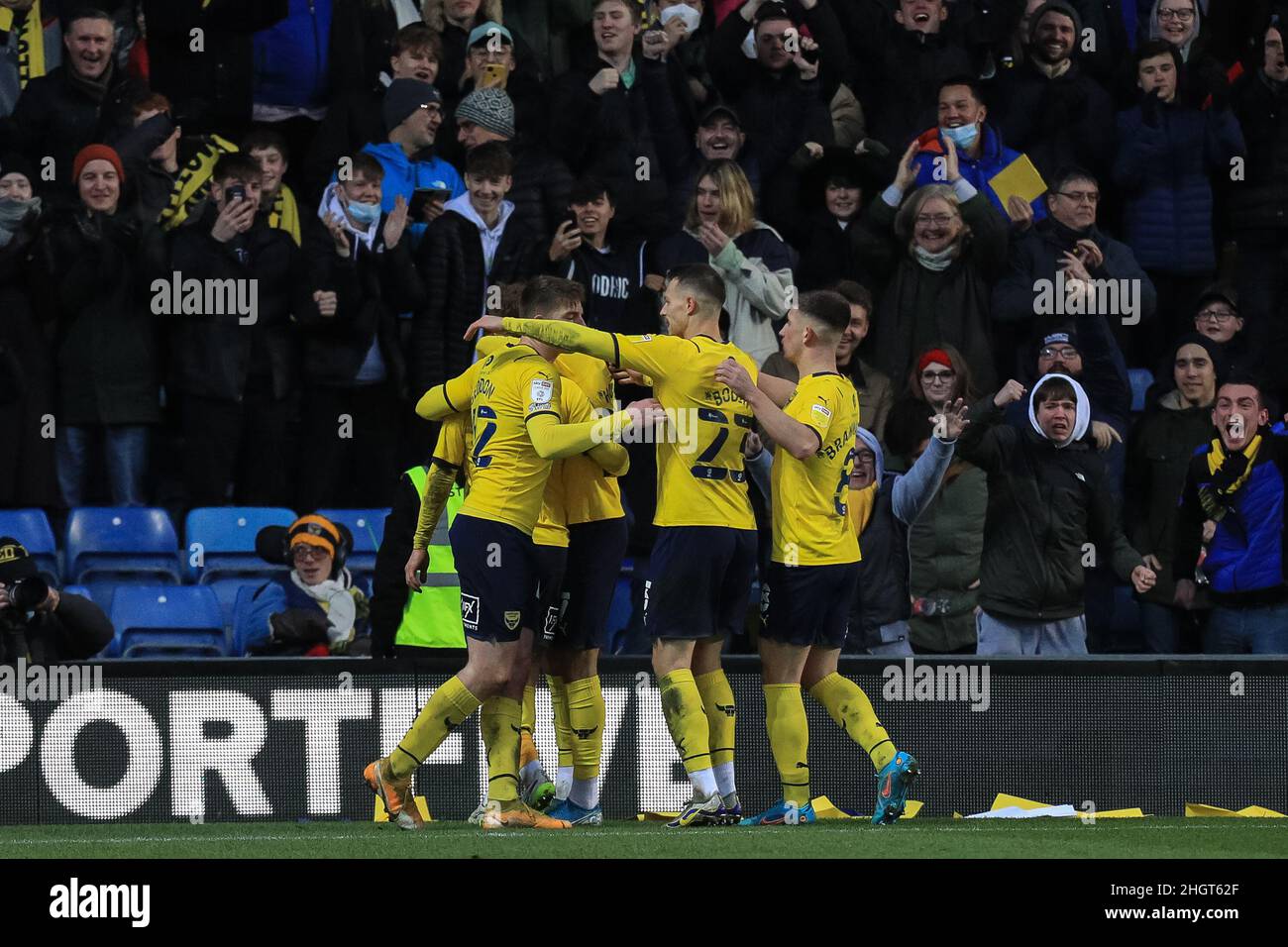 Matty Taylor #9 of Oxford United celebrates his goal and makes the ...