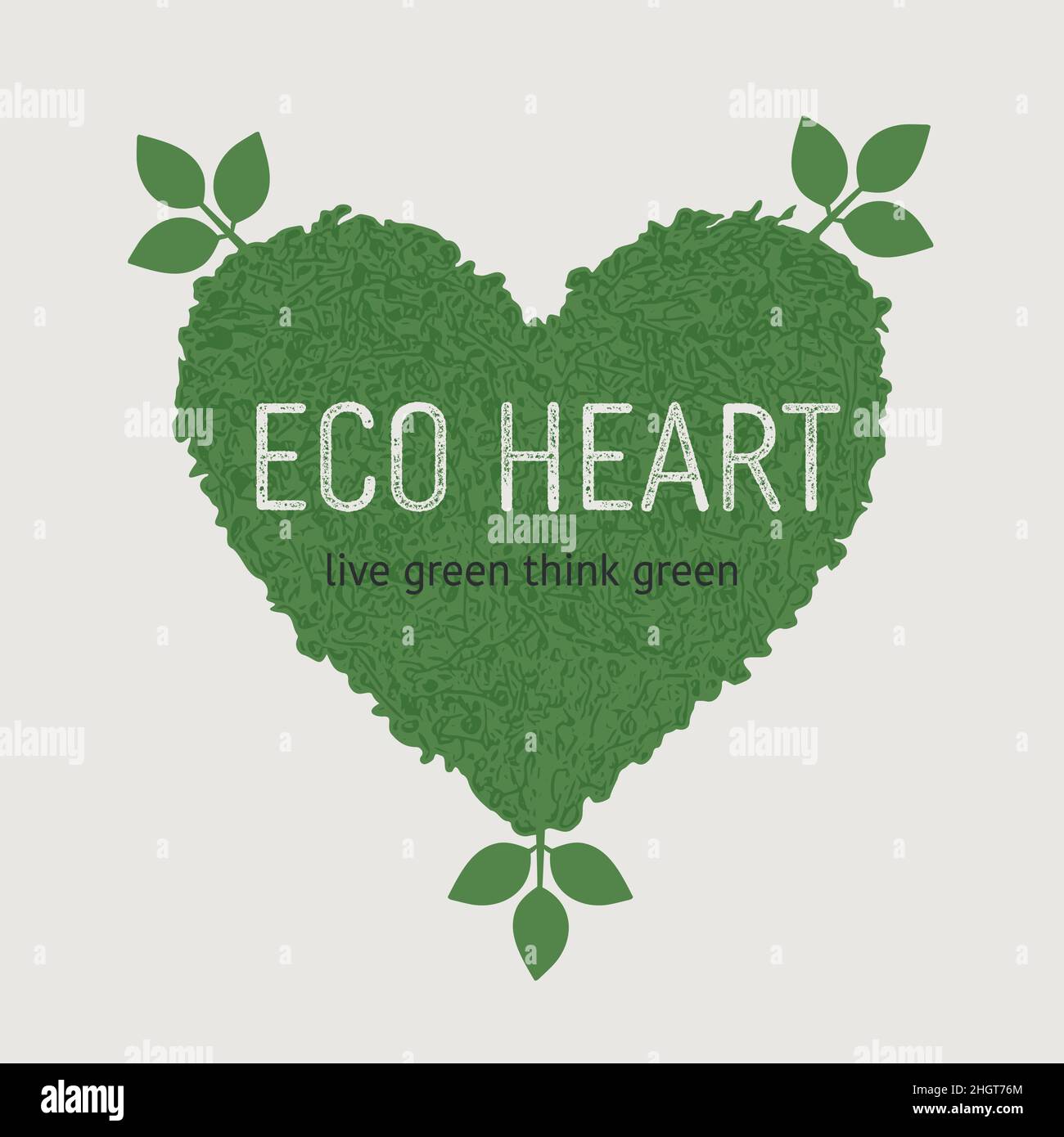 Eco green heart icon with leafs. Vector logo with environment theme ...