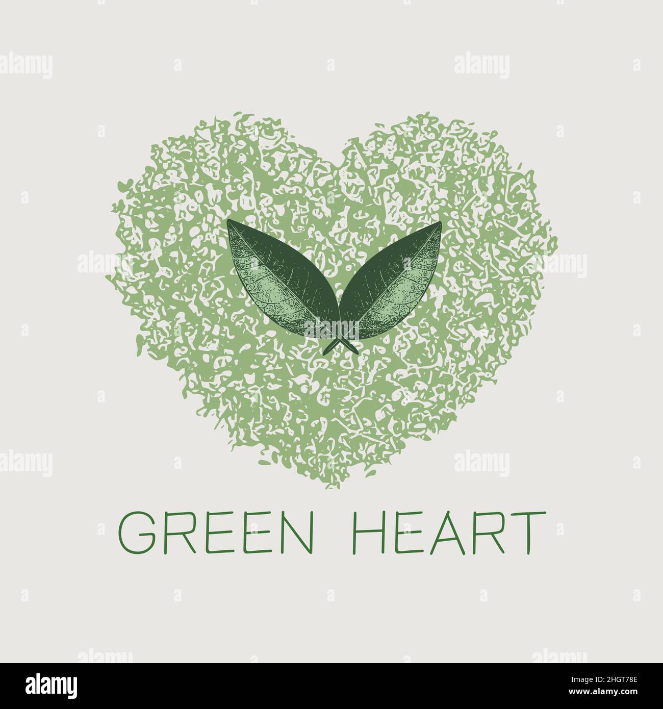 Eco green heart icon with leafs. Vector logo with environment theme ...
