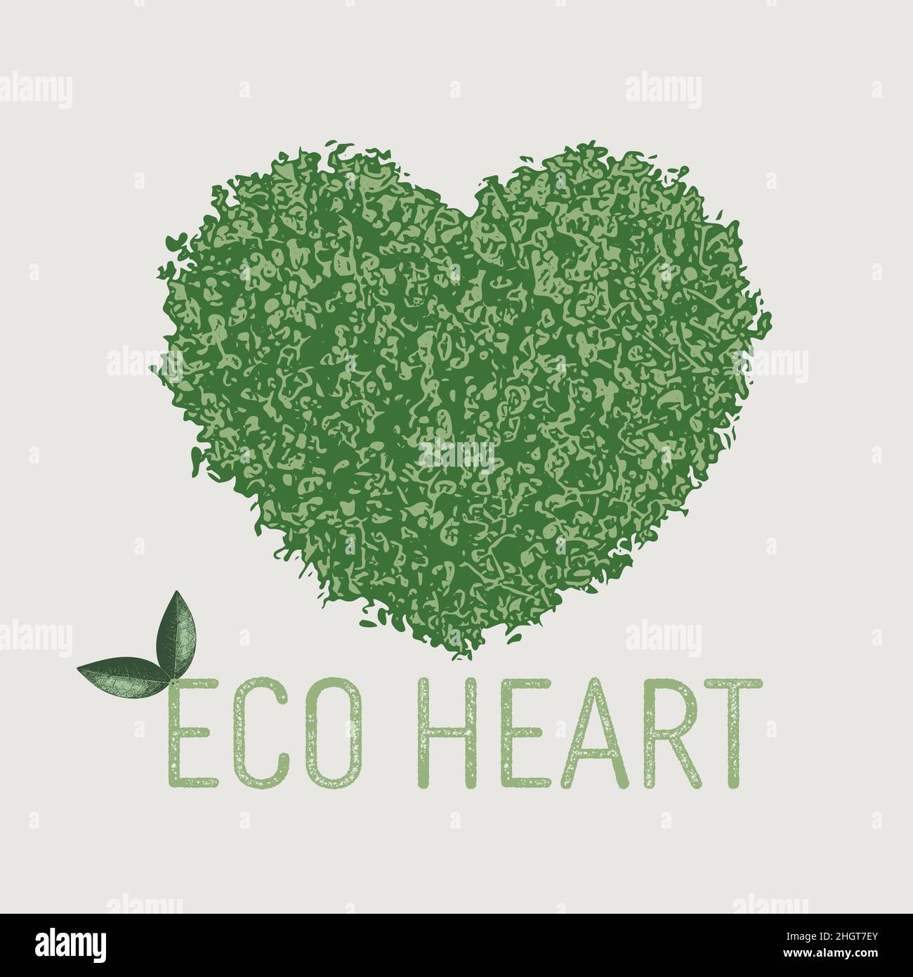 Eco green heart icon with leafs. Vector logo with environment theme ...
