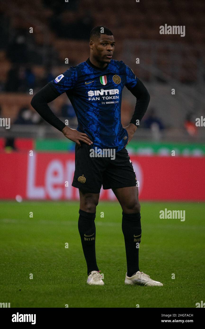 Milan, Italy - january 22 2022 - Inter-Venezia serie A - denzel ...