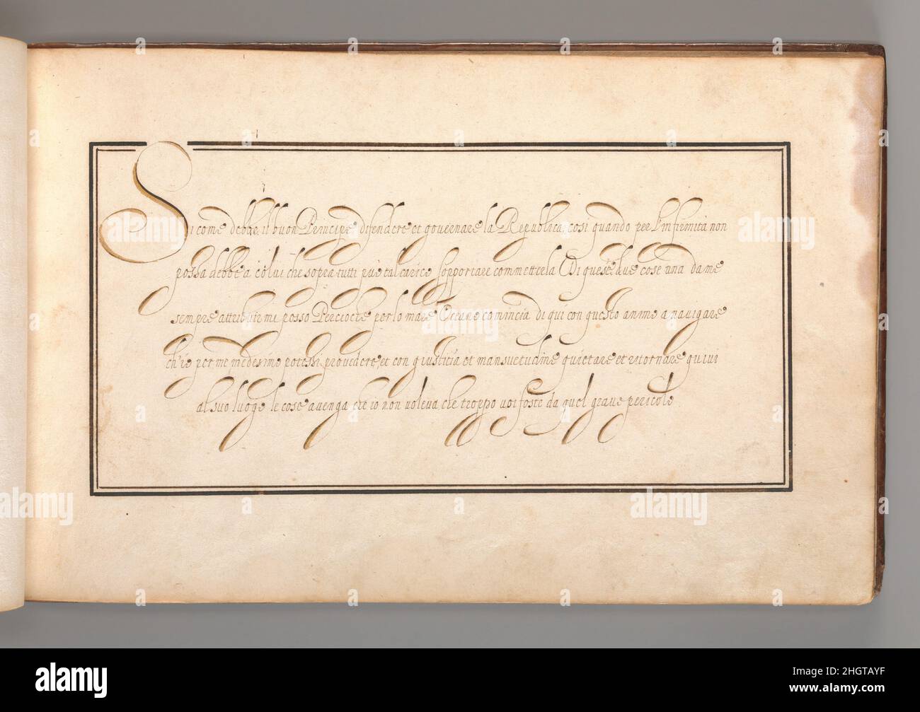 Calligraphic Excersize in Italian (Cursive Script) early 17th century ...