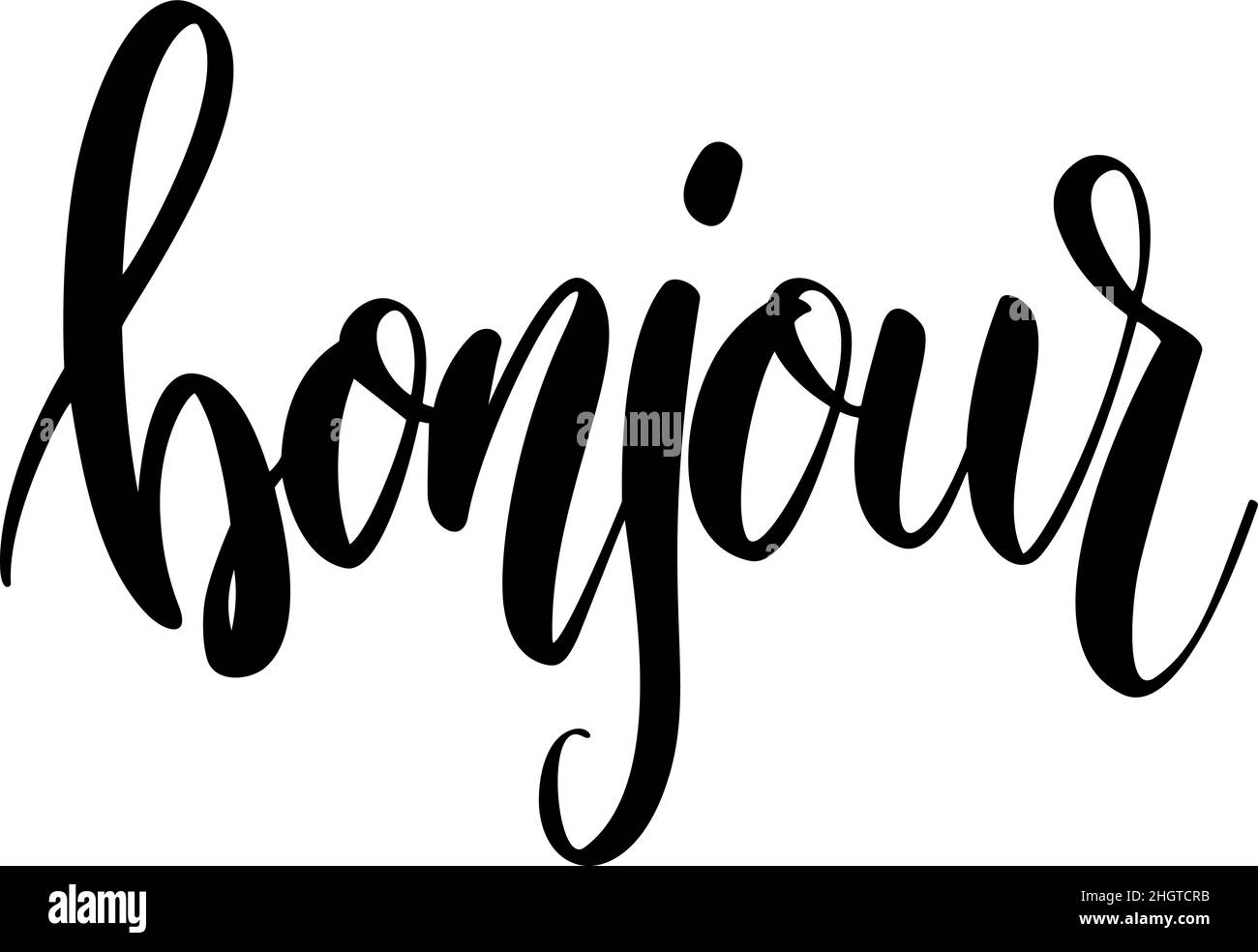 Bonjour. Lettering phrase on white background. Design element for ...