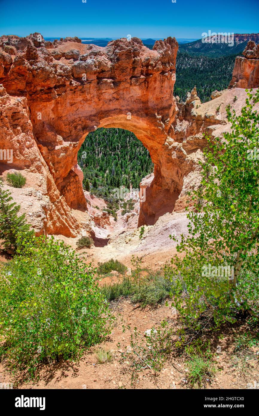 Natural arch rock formation at summer in Bryce Canyon National Park ...