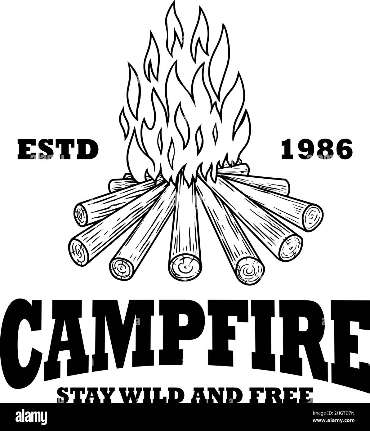 Fire at campsite Black and White Stock Photos & Images - Alamy