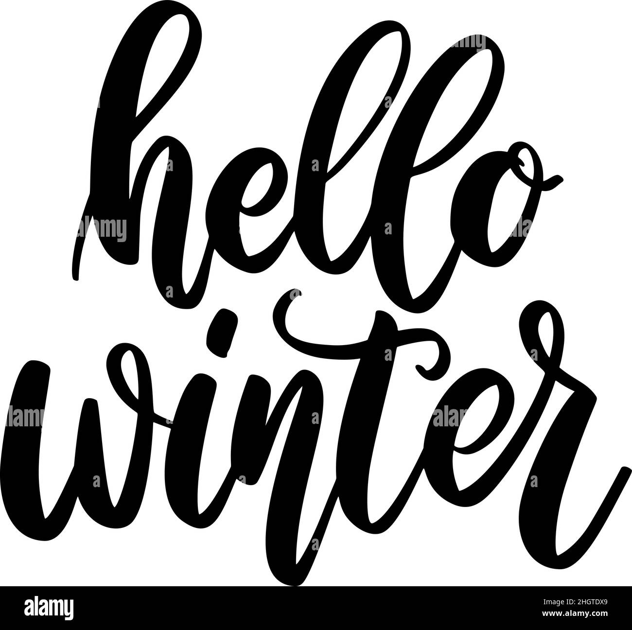 Hello winter. Lettering phrase on white background. Design element for ...