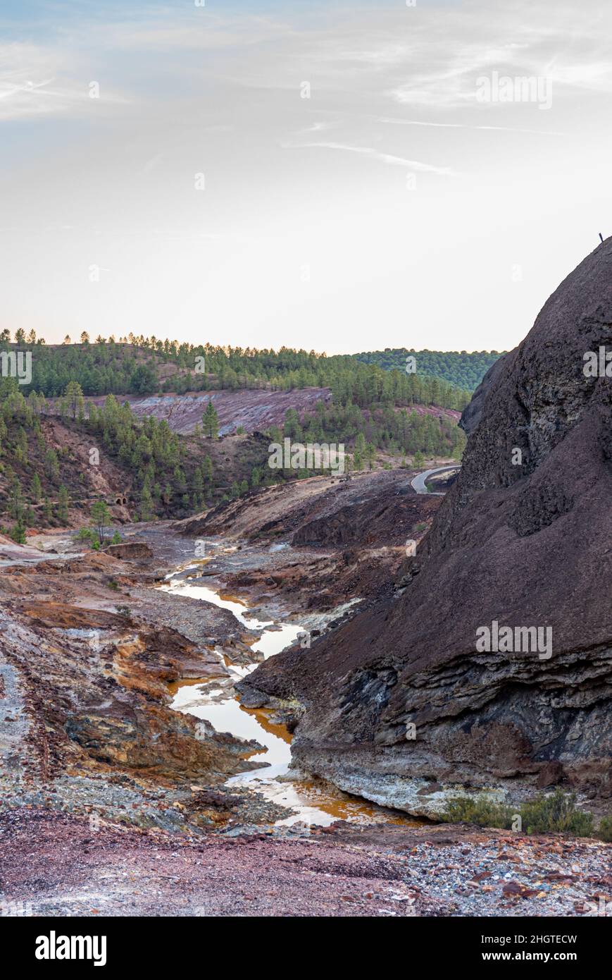 Riotinto meandering, through the levels of extraction in the mine, deep ...