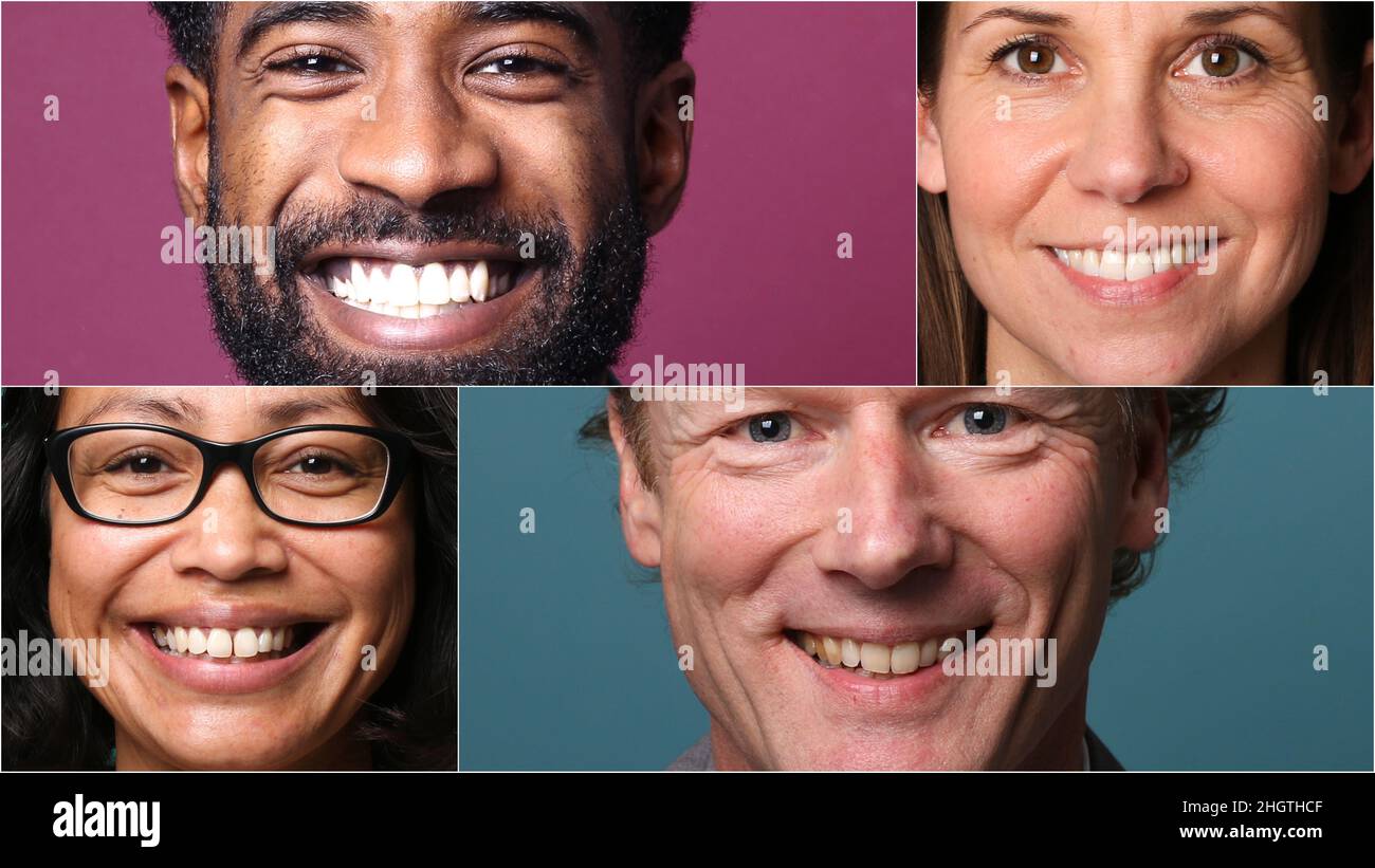Beautiful happy people in front of a background Stock Photo - Alamy