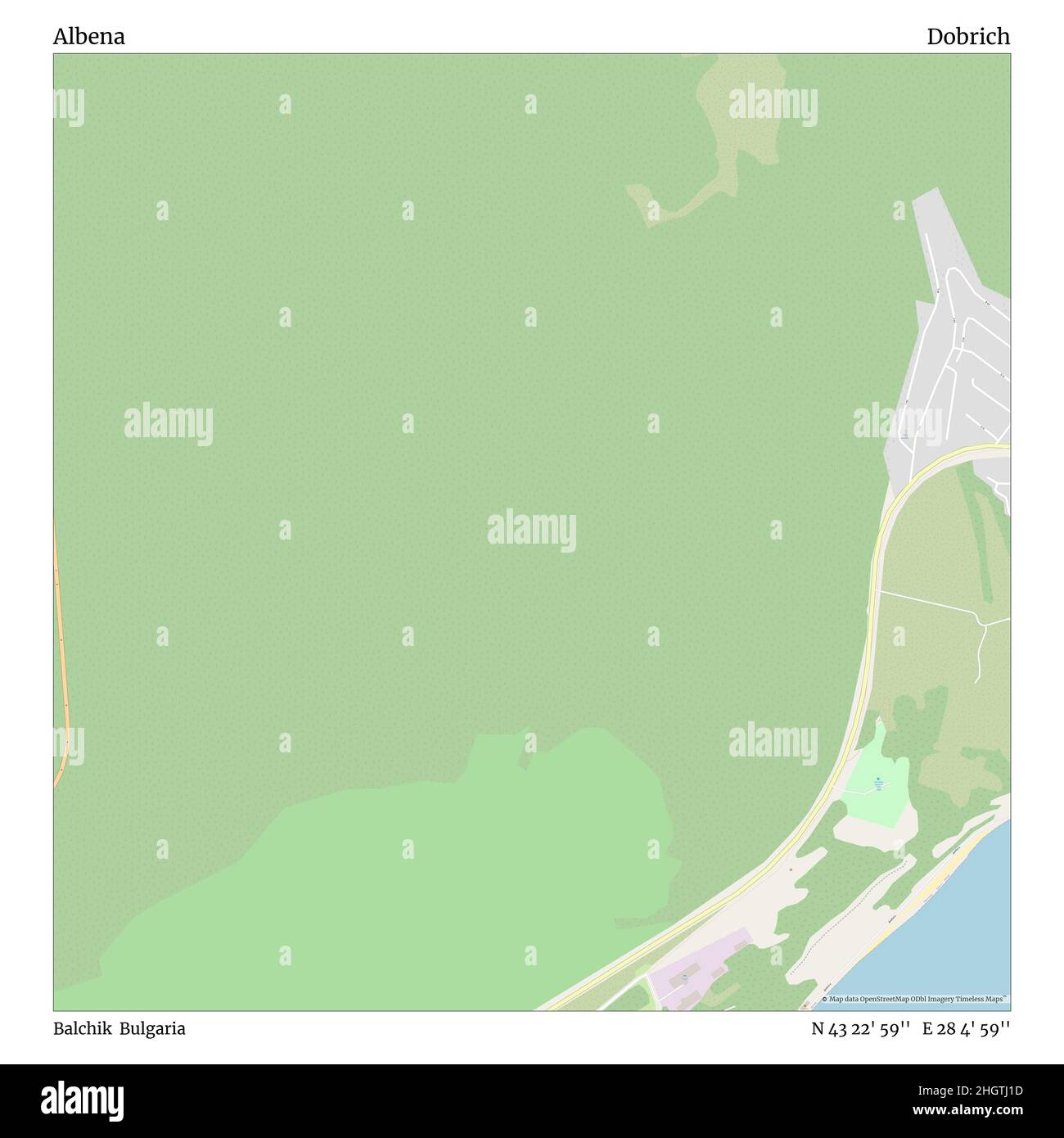 Albena, Balchik, Bulgaria, Dobrich, N 43 22' 59'', E 28 4' 59'', map ...