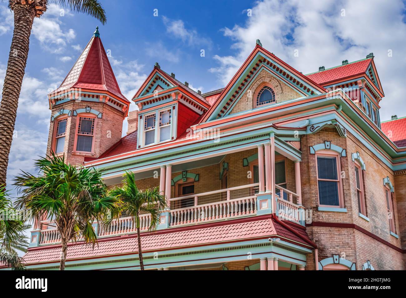 Colorful Neighborhood Orange House Mansion Balcony Architecture Key ...