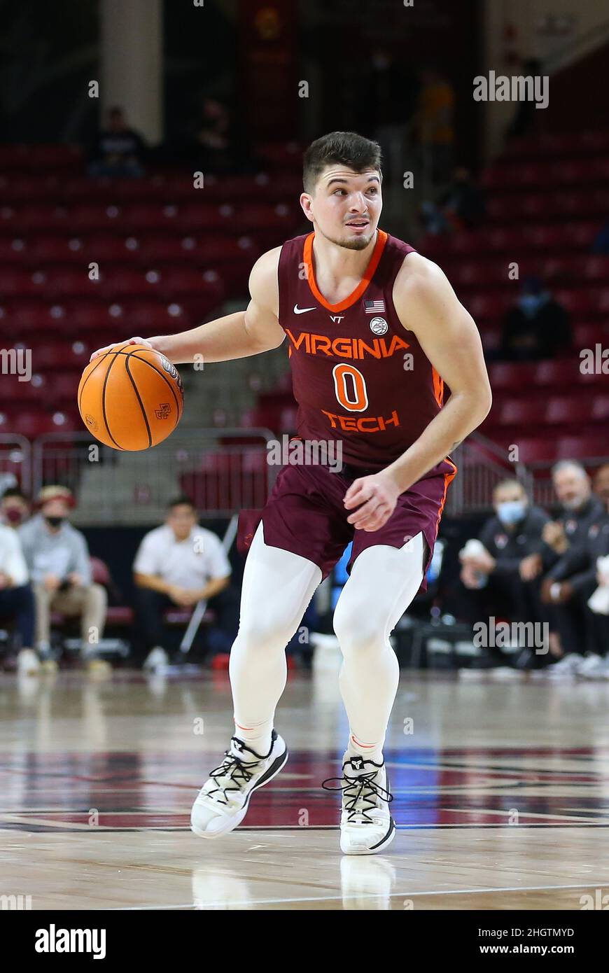 Conte Forum. 22nd Jan, 2022. MA, USA; Virginia Tech Hokies guard Hunter ...