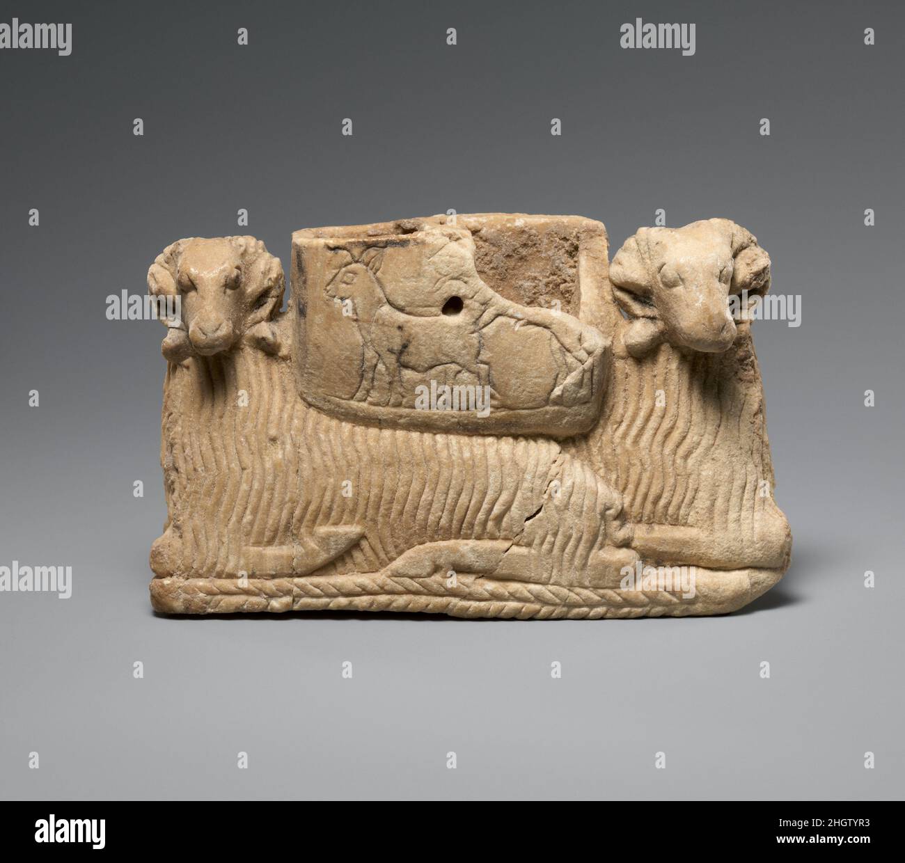 Vessel supported by two rams ca. 2600–2500 B.C. Sumerian. Vessel ...