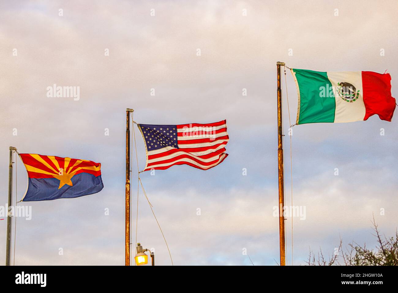 Flags of the state of Arizona and the countries of the United States ...