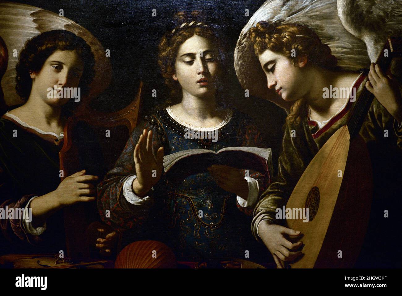 Paintings of angels with instruments hi-res stock photography and ...