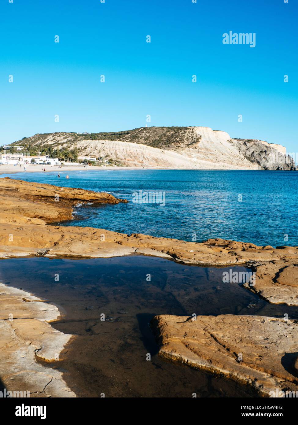 Praia da Luz, Algarve, Portugal, beautiful beach in the fishing village ...