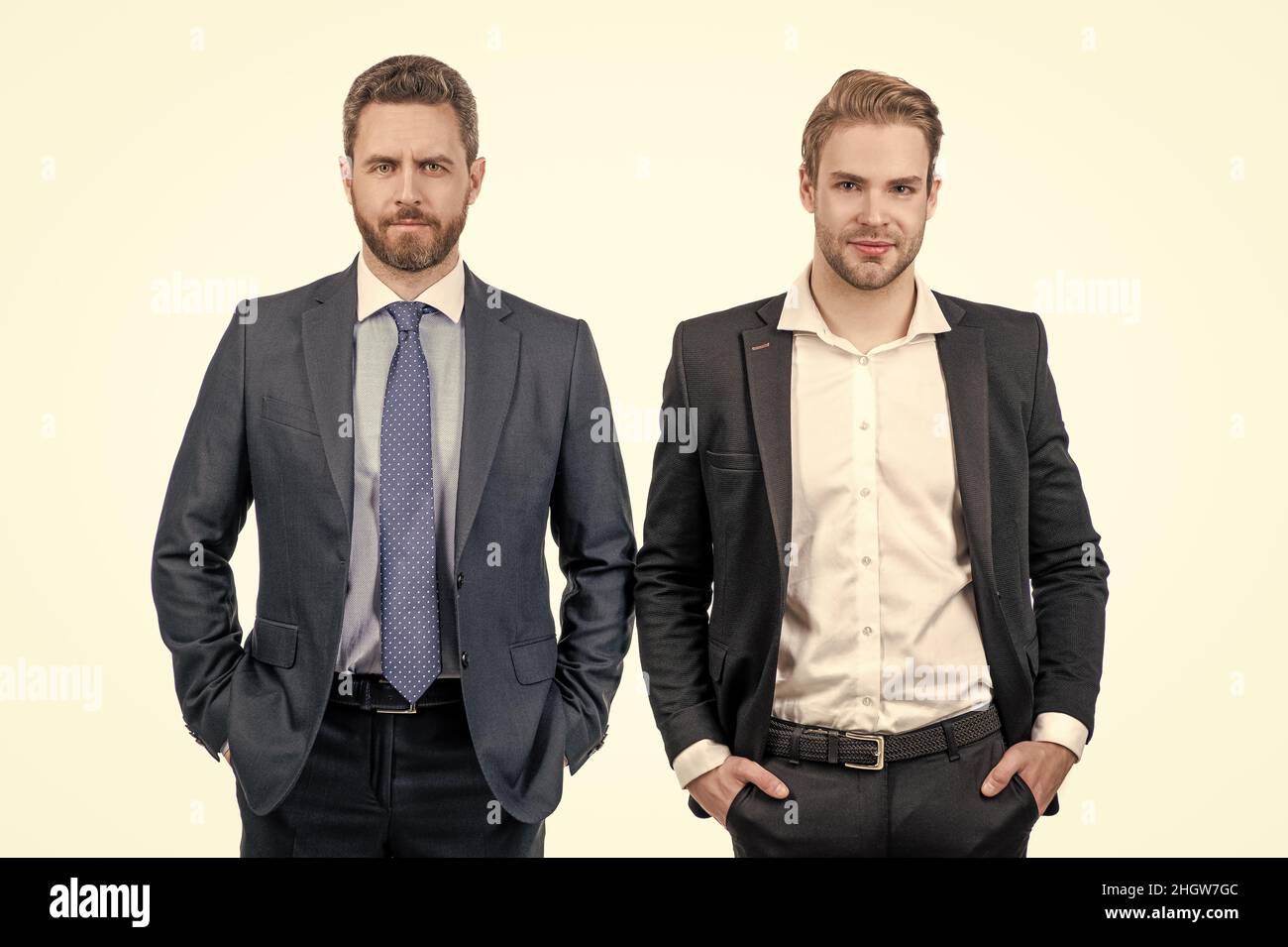 two men in formal suit. businessmen isolated on white. boss and ...