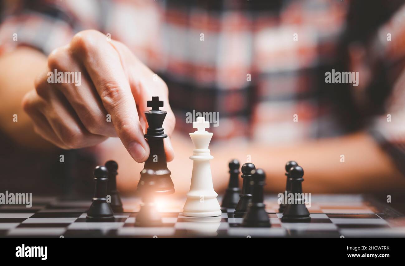 Planning and Decision concept, Businessman with strategy competitive ...