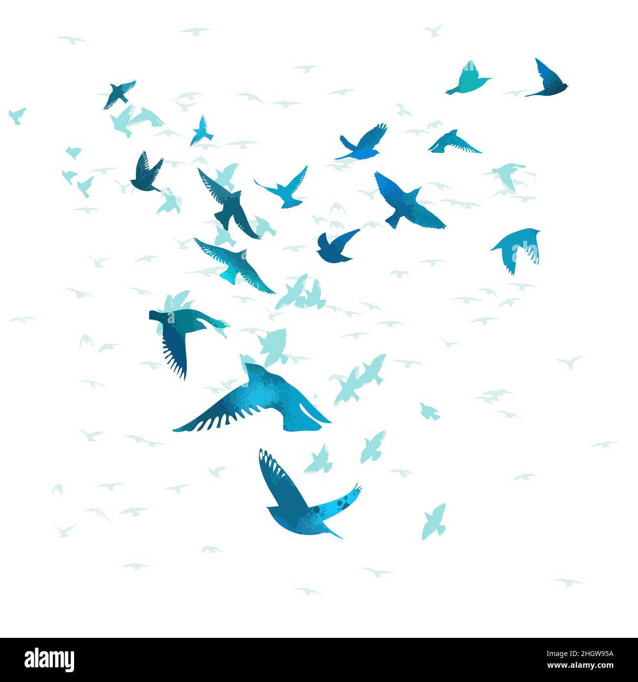 A flock of blue birds. Vector illustration Stock Vector Image & Art - Alamy