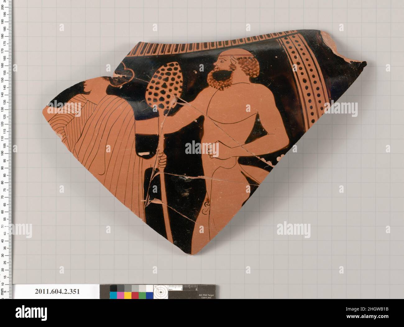 Terracotta fragment of a column-krater (bowl for mixing wine and water ...