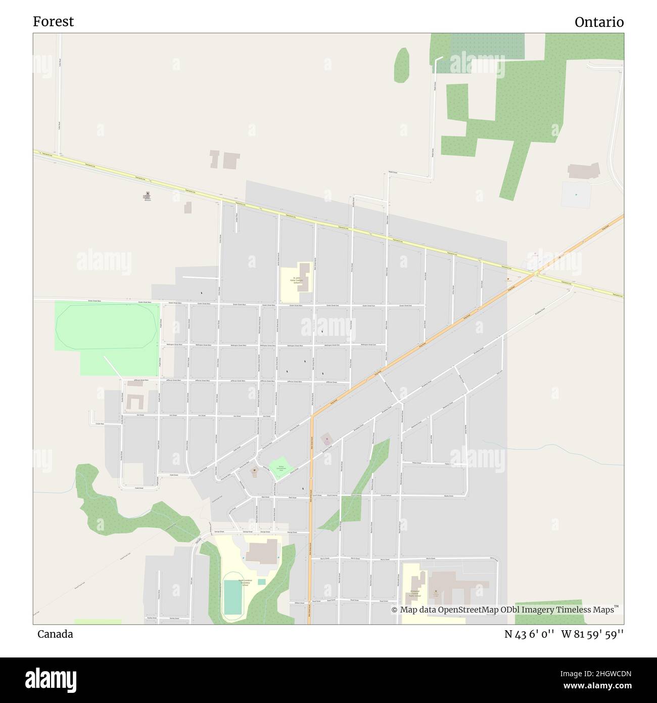 Map of forest ontario Cut Out Stock Images & Pictures - Alamy