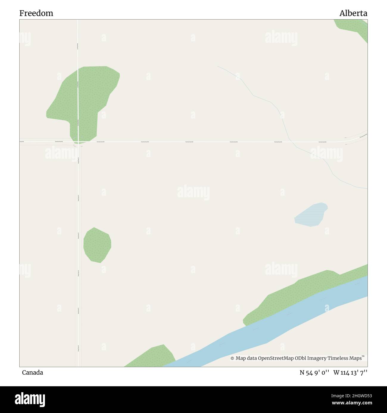 Freedom, Canada, Alberta, N 54 9' 0'', W 114 13' 7'', map, Timeless Map ...
