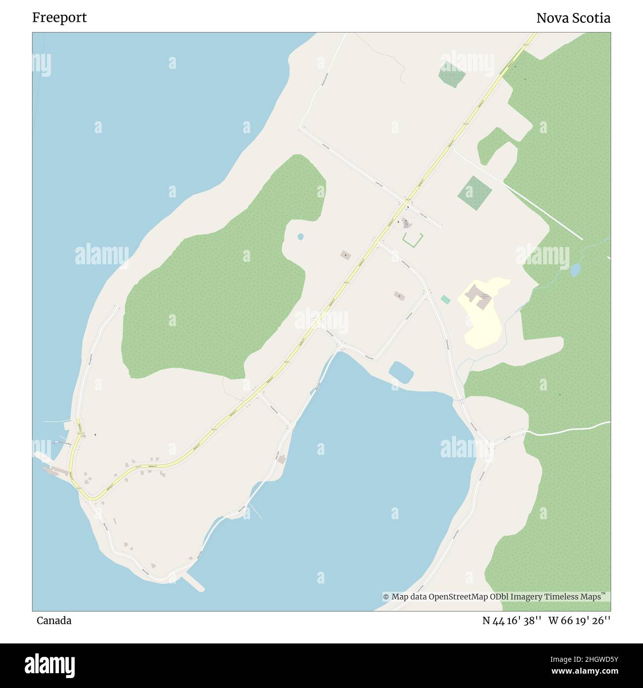 Freeport, Canada, Nova Scotia, N 44 16' 38'', W 66 19' 26'', map ...