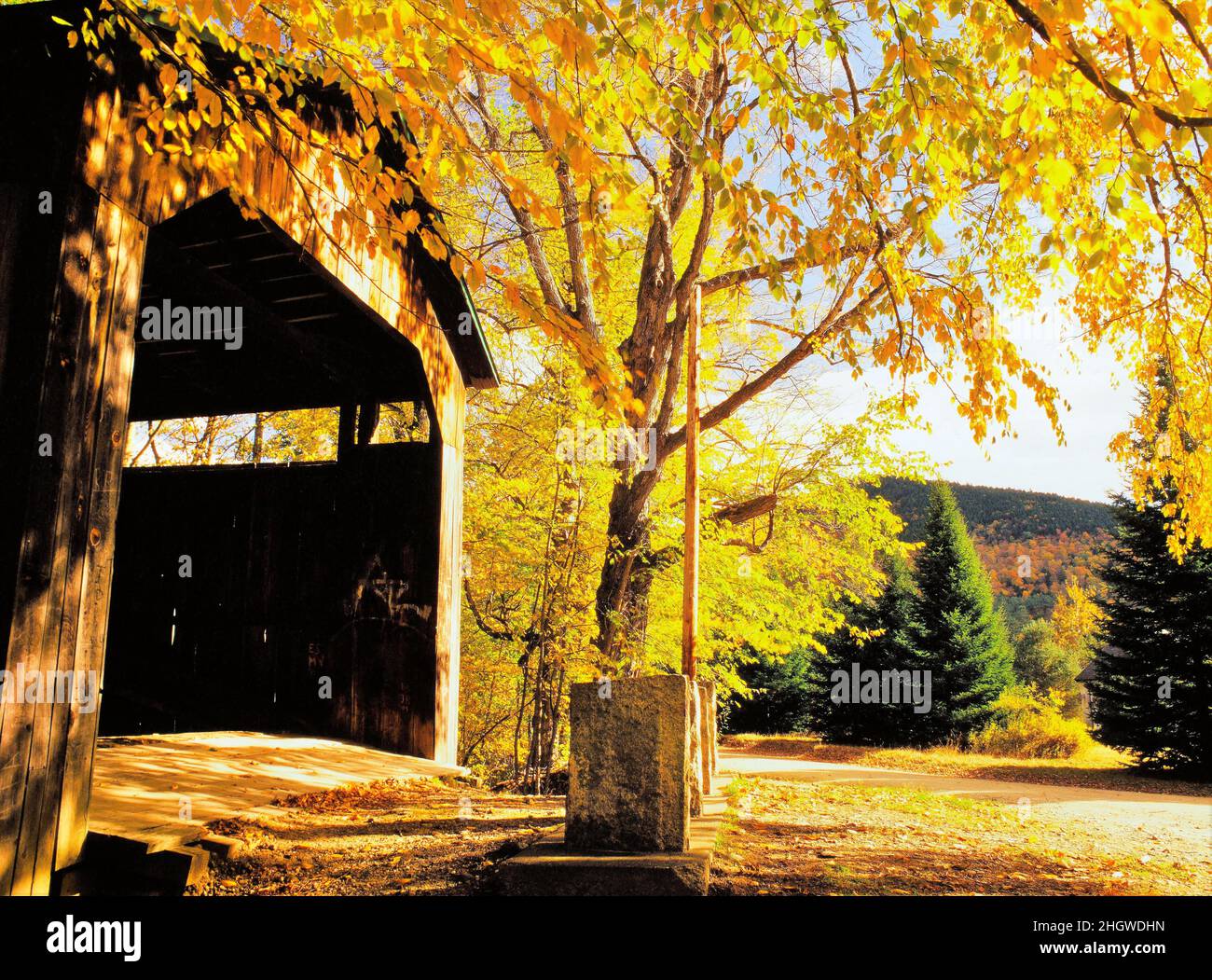 Scott Covered Bridge in Vermont autumn Stock Photo - Alamy