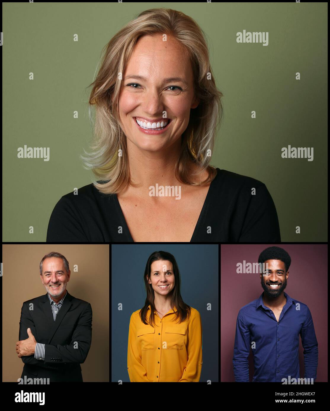 Beautiful happy people in front of a background Stock Photo - Alamy
