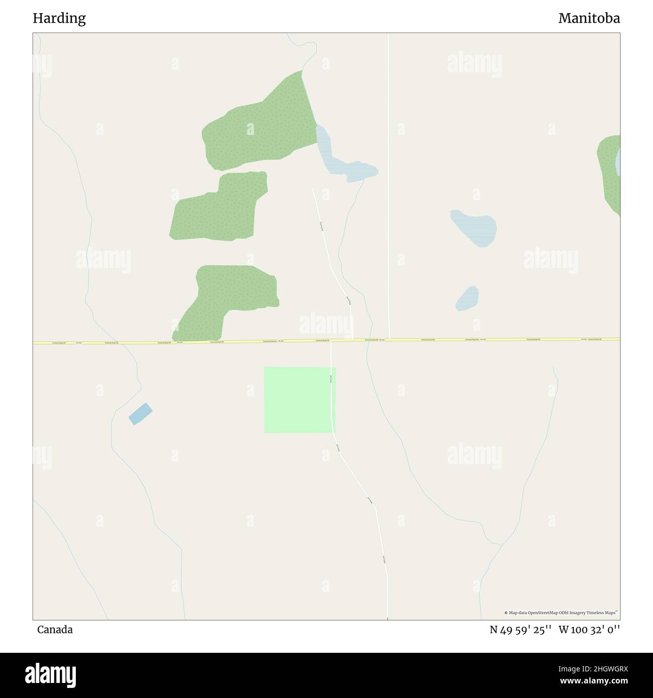 Harding, Canada, Manitoba, N 49 59' 25'', W 100 32' 0'', map, Timeless ...