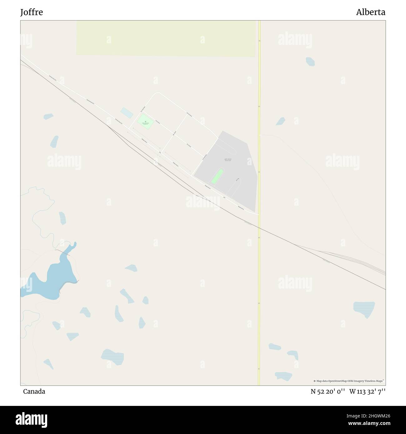 Joffre, Canada, Alberta, N 52 20' 0'', W 113 32' 7'', map, Timeless Map ...