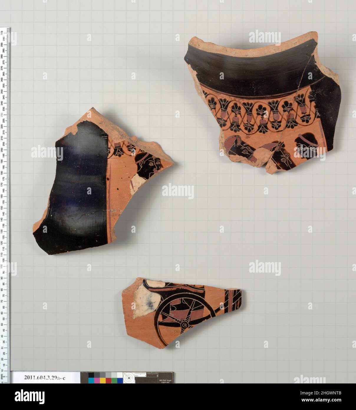 Terracotta fragments of an amphora (jar) 540 B.C. Greek, Attic Three ...