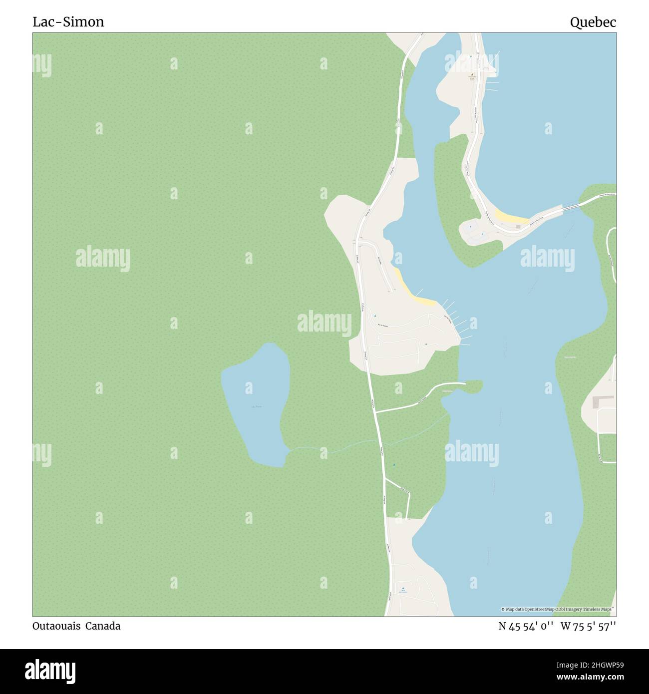 Lac-Simon, Outaouais, Canada, Quebec, N 45 54' 0'', W 75 5' 57'', map ...