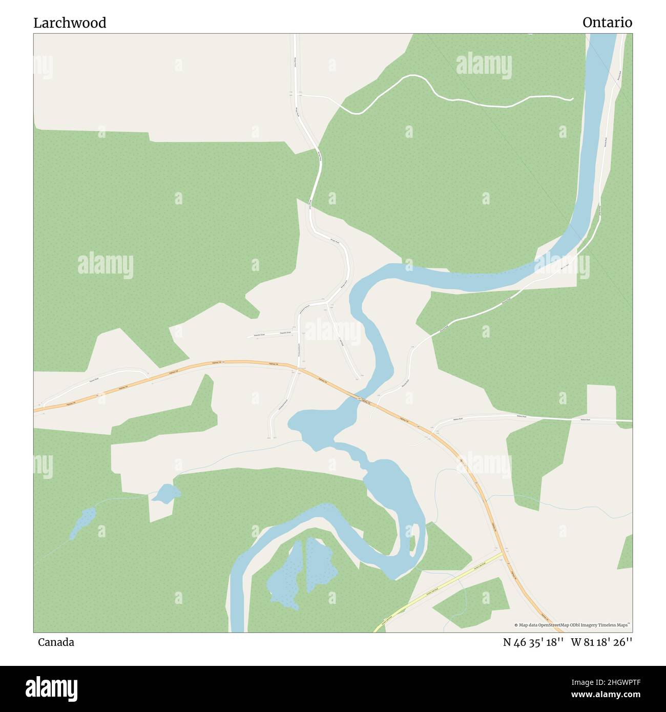 Larchwood, Canada, Ontario, N 46 35' 18'', W 81 18' 26'', map, Timeless ...