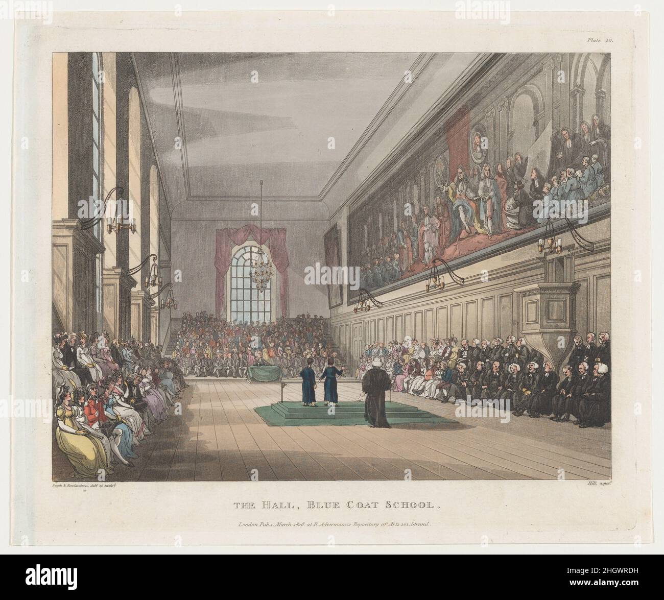 The Hall, Blue Coat School March 1, 1808 Designed and etched by Thomas ...