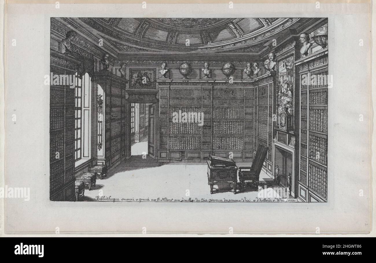 Interior of a Library, from Nouveaux Liure da Partements, part of ...
