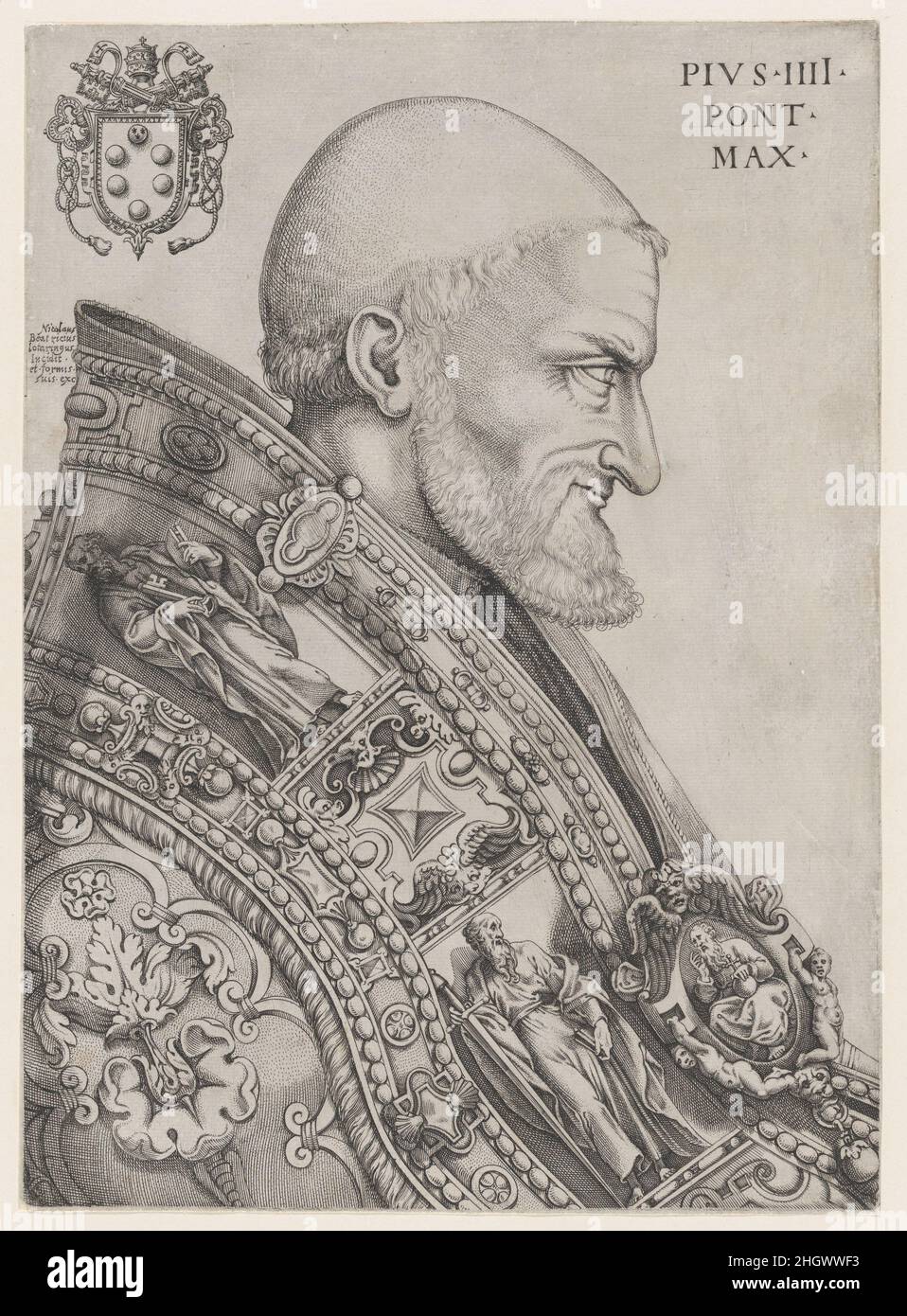 Portrait of Pope Pius IV mid-16th century Nicolas Beatrizet French ...