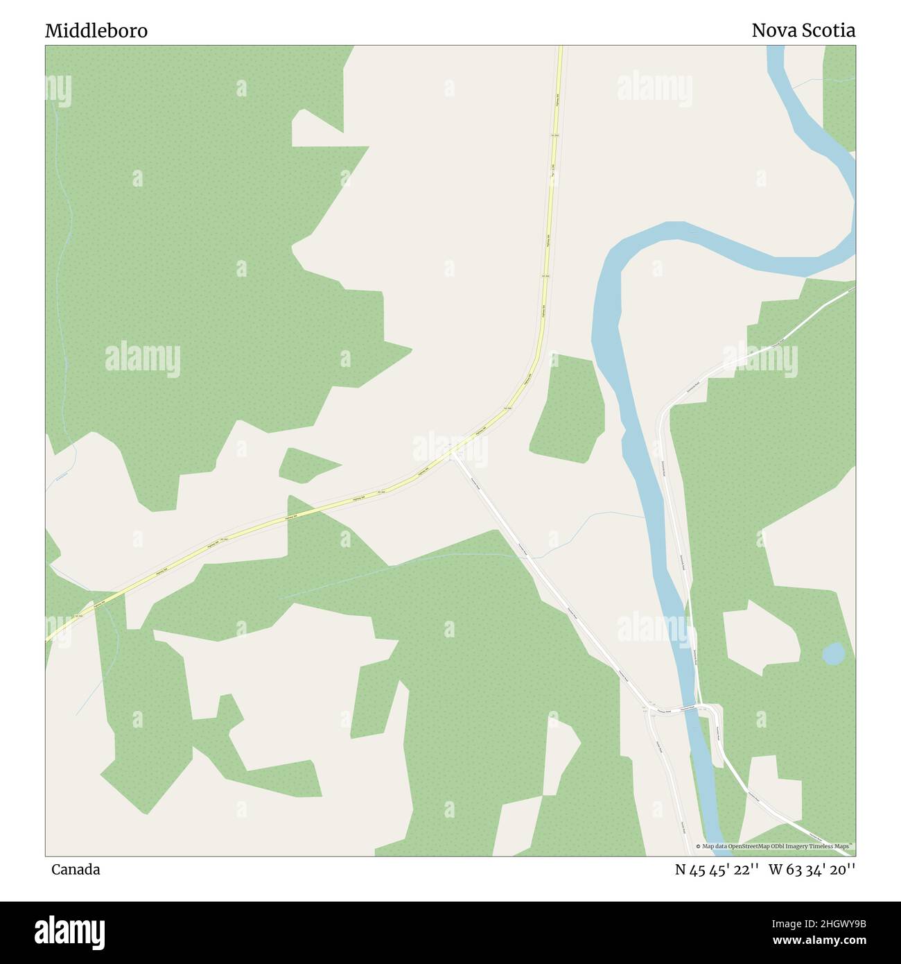 Middleboro, Canada, Nova Scotia, N 45 45' 22'', W 63 34' 20'', map ...
