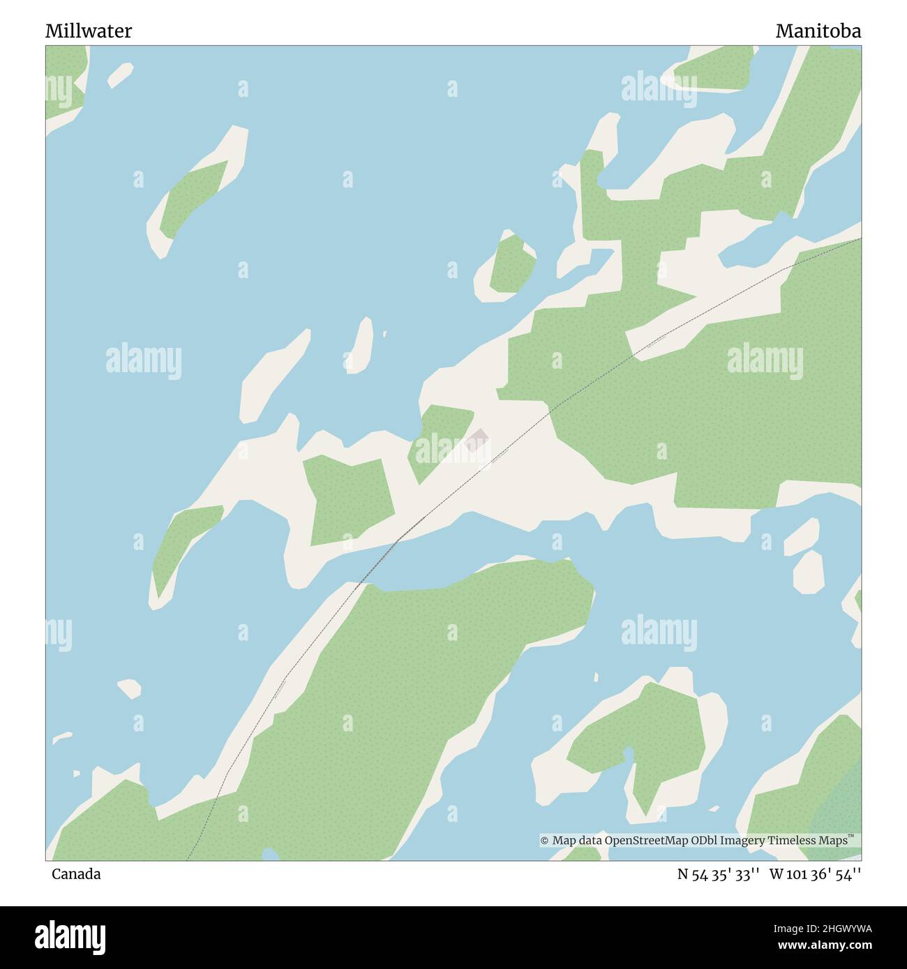 Millwater, Canada, Manitoba, N 54 35' 33'', W 101 36' 54'', map ...