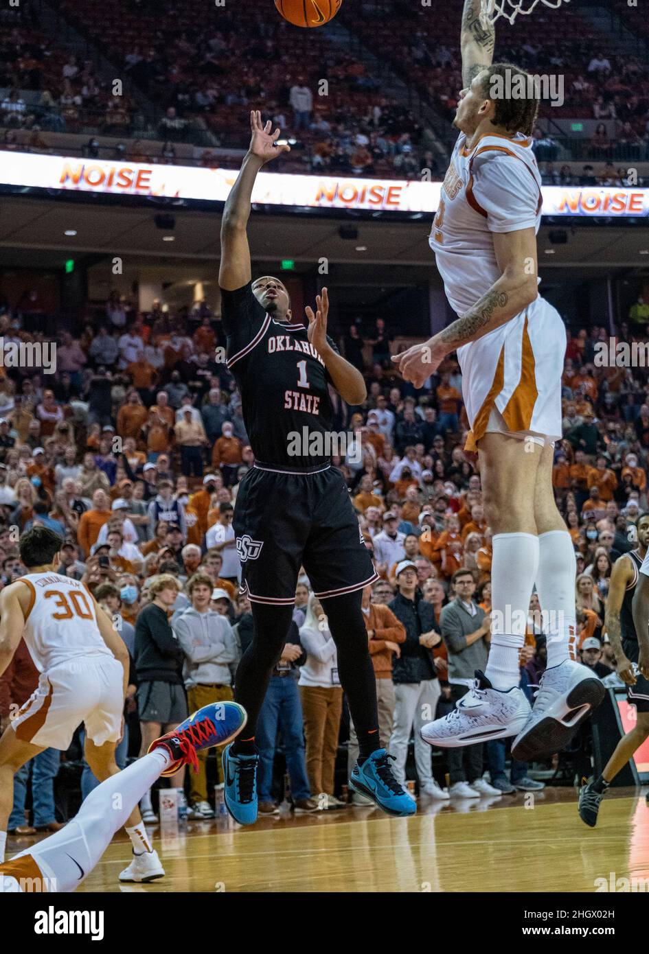 Jan 22, 2022. Bryce Thompson #1 of the Oklahoma State Cowboys in action ...