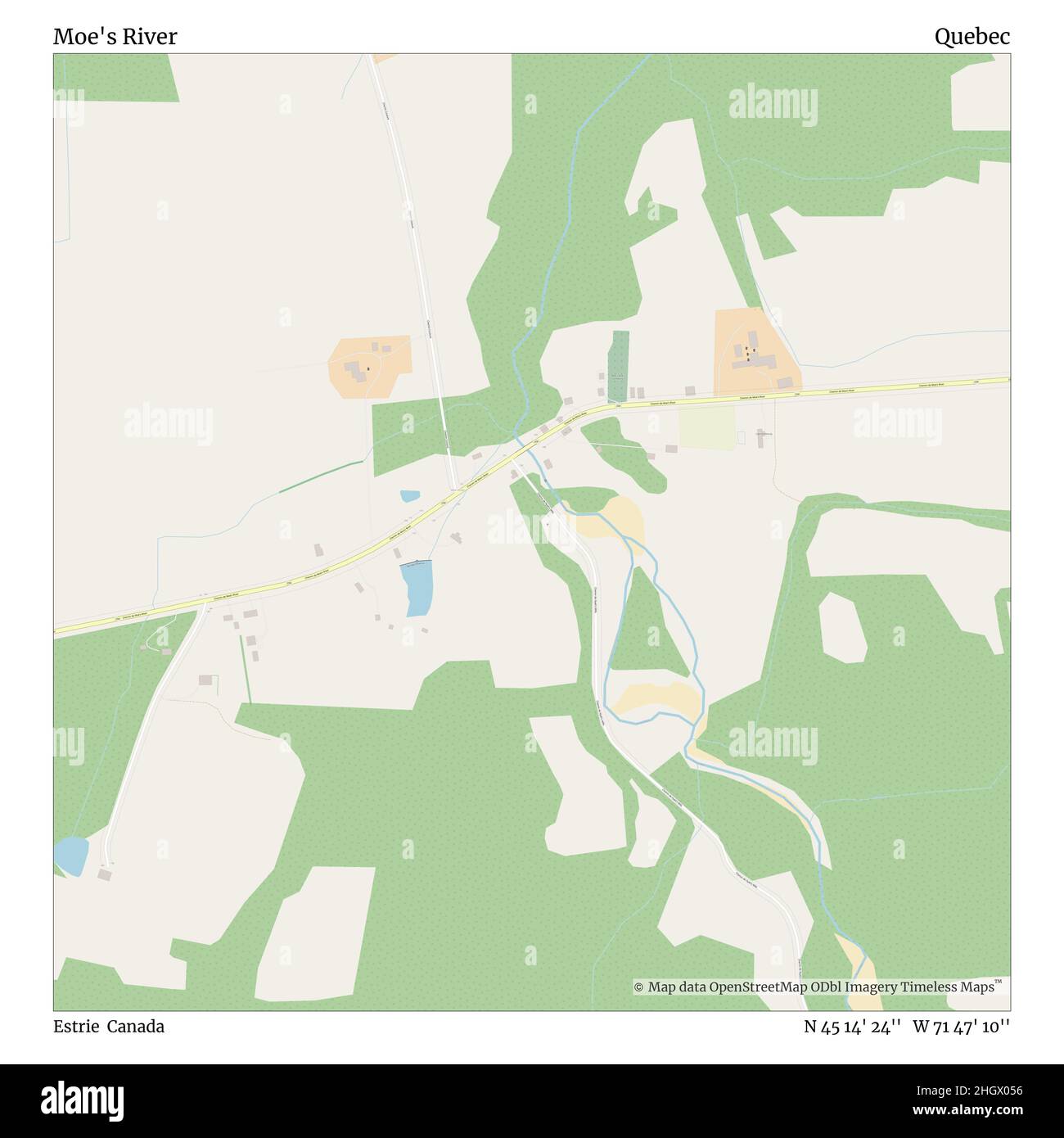 Moe's River, Estrie, Canada, Quebec, N 45 14' 24'', W 71 47' 10'', map ...
