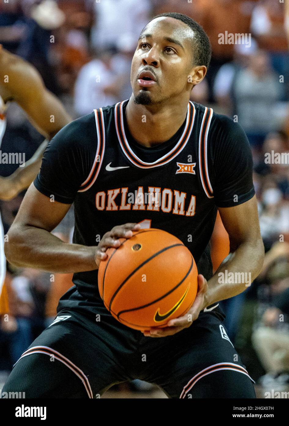 Jan 22, 2022. Bryce Thompson #1 of the Oklahoma State Cowboys in action ...
