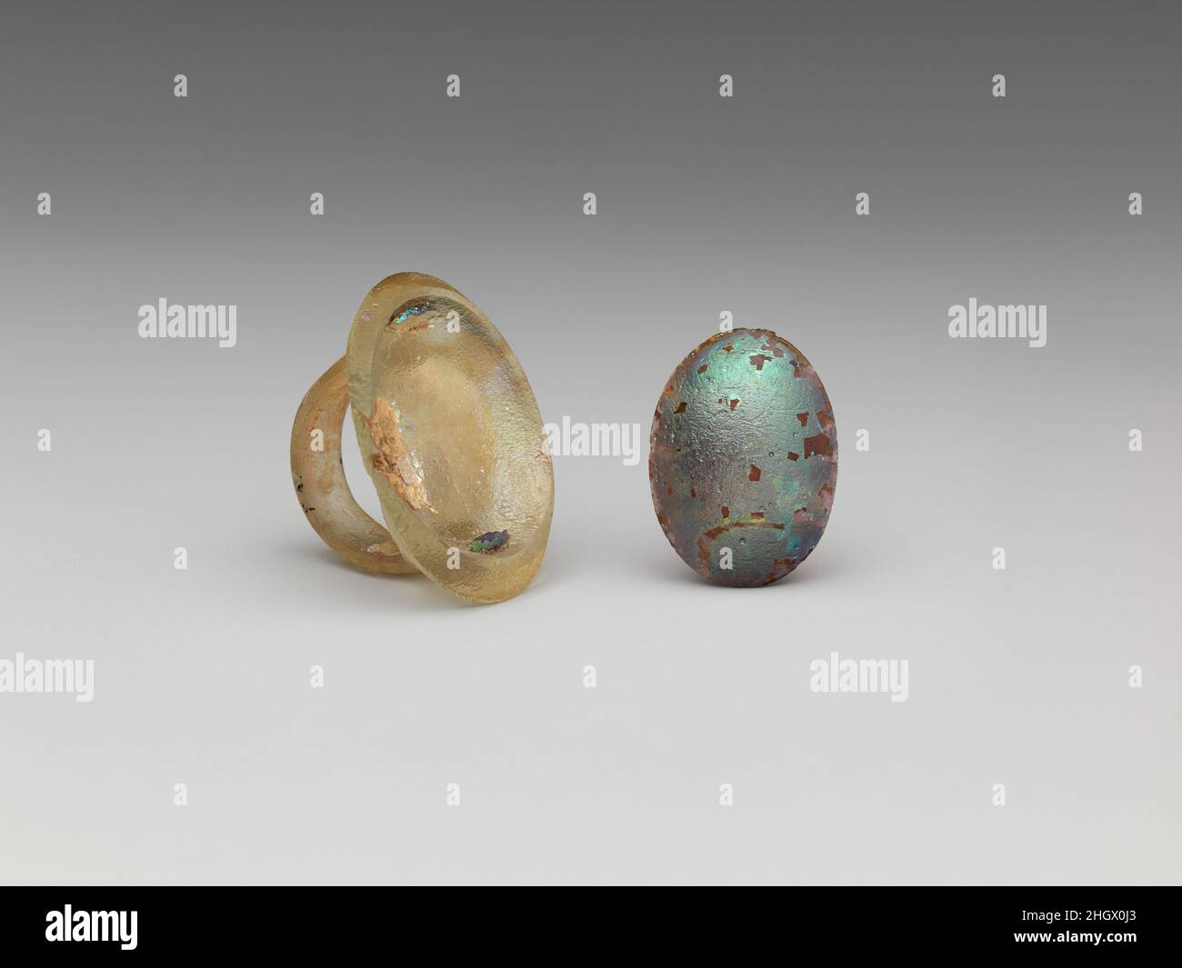 Glass ring 4th–3rd century B.C. Greek Colorless.Ring with large oval ...