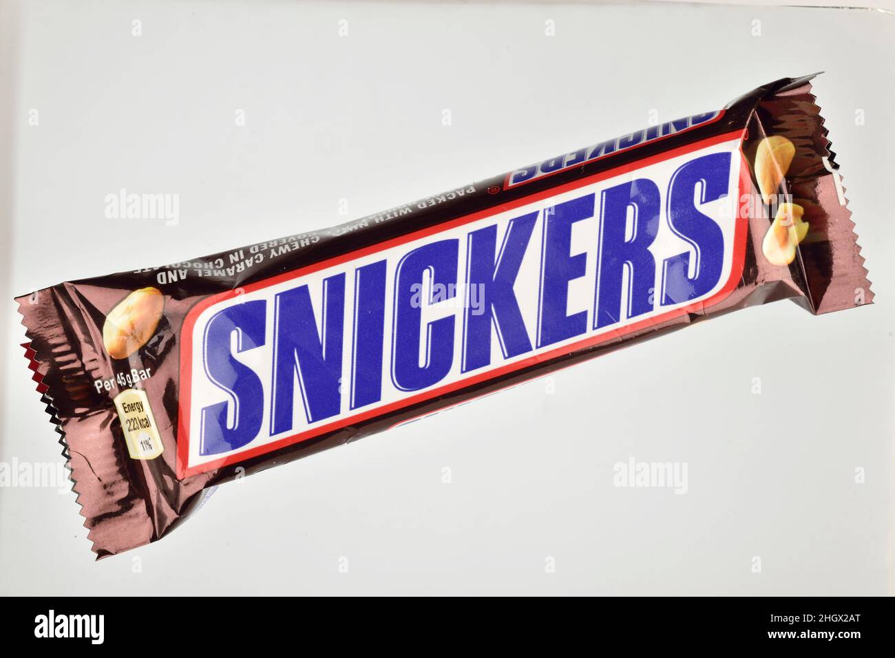 New Delhi, India, 22 Jaunary 2022:- Snickers Chocolate Bar on White ...