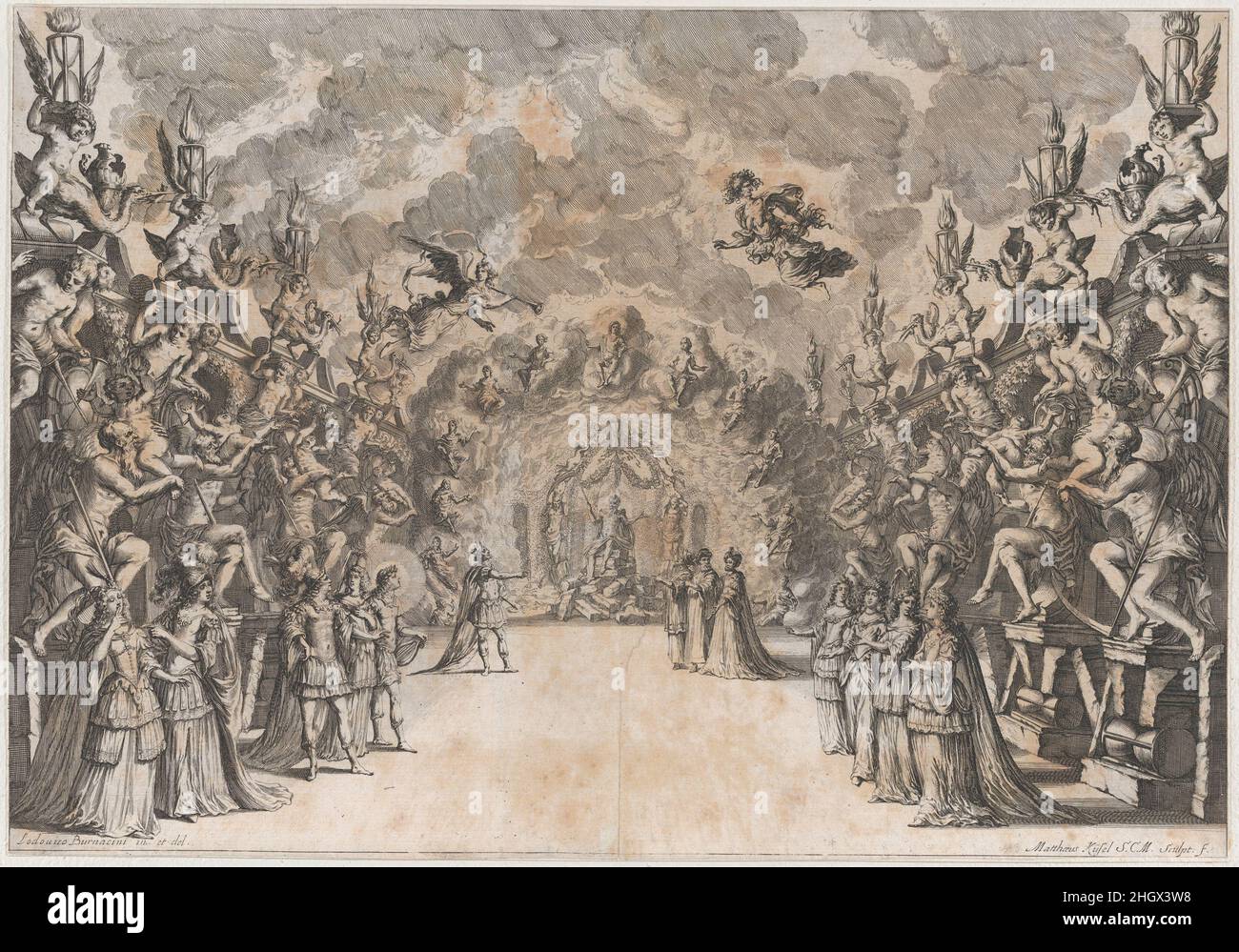 The Seat of Saturn; Saturn at center, seated on a throne of rubble ...