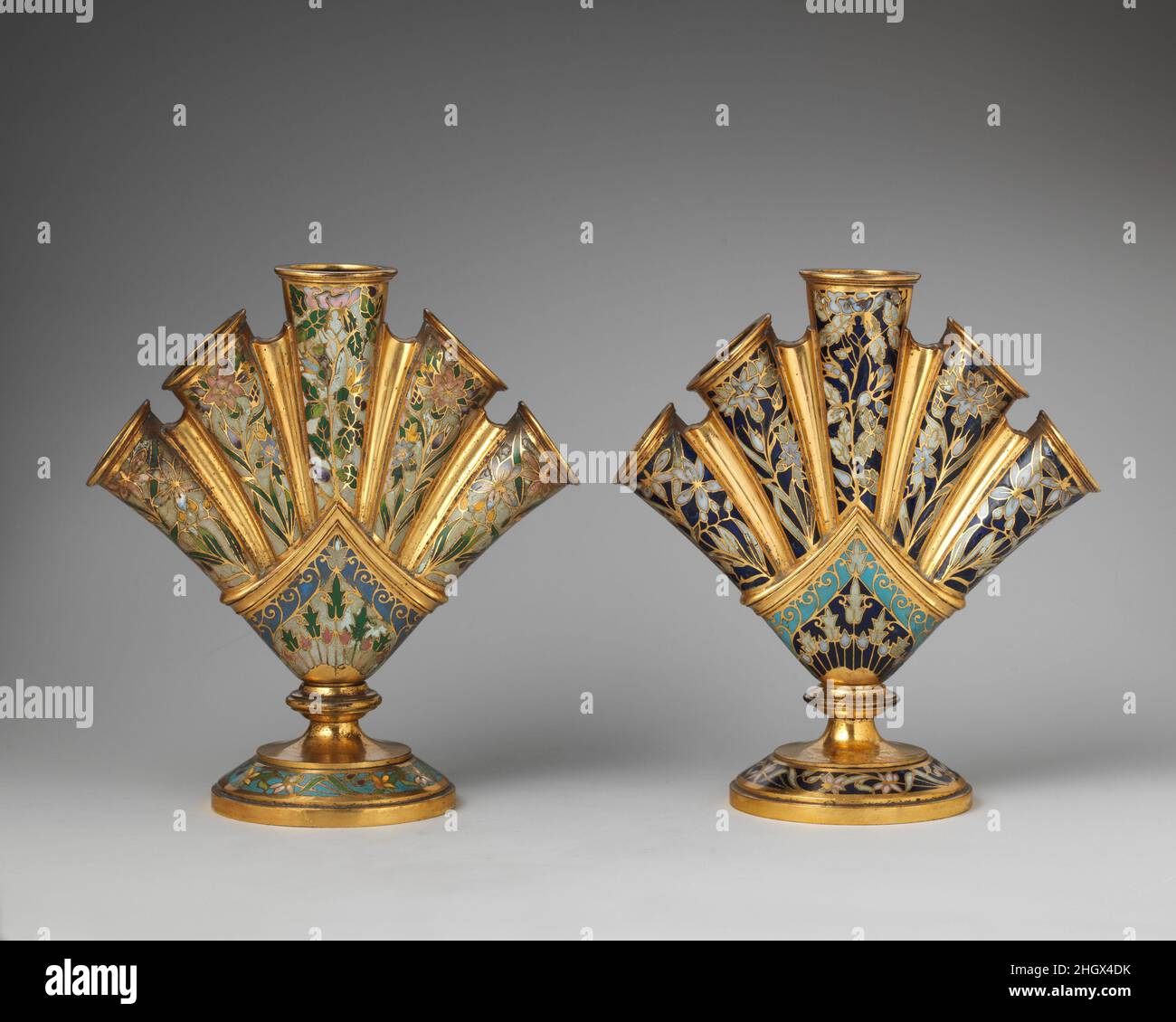 Tulip vases (2) ca. 1885 Elkington & Co. British. Tulip vases (2 ...